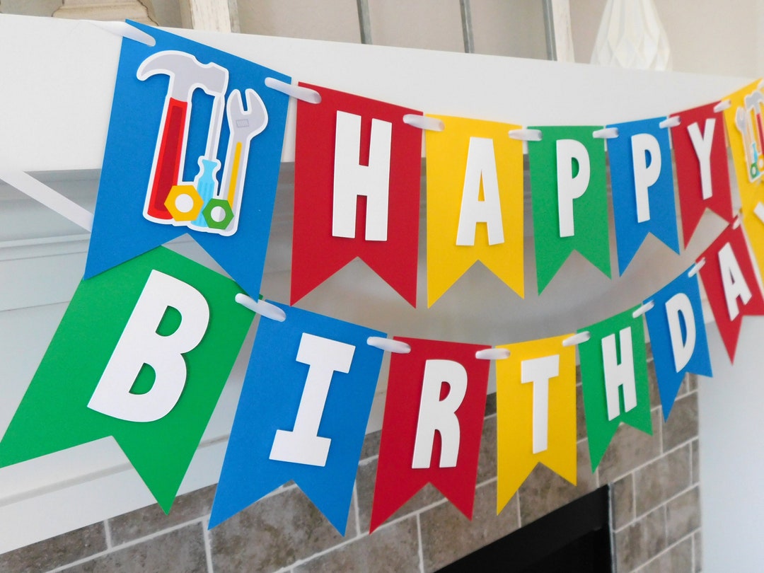 Handyman Tools Party Banner - Custom Birthday Decor, Tool Theme Banner ...
