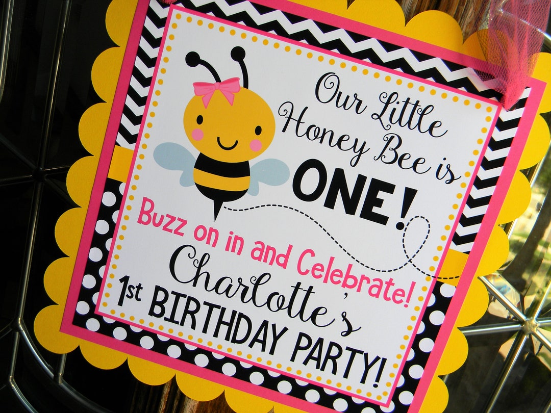 Bee Welcome Sign, Bumble Bee Party Decor, Bee Door Sign, Beeday ...