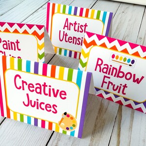 Art Party Food Tents - Customizable Labels - Painting Table Decor - Etsy