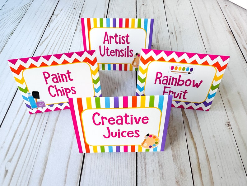 Art Party Food Tents - Customizable Labels - Painting Table Decor - Etsy
