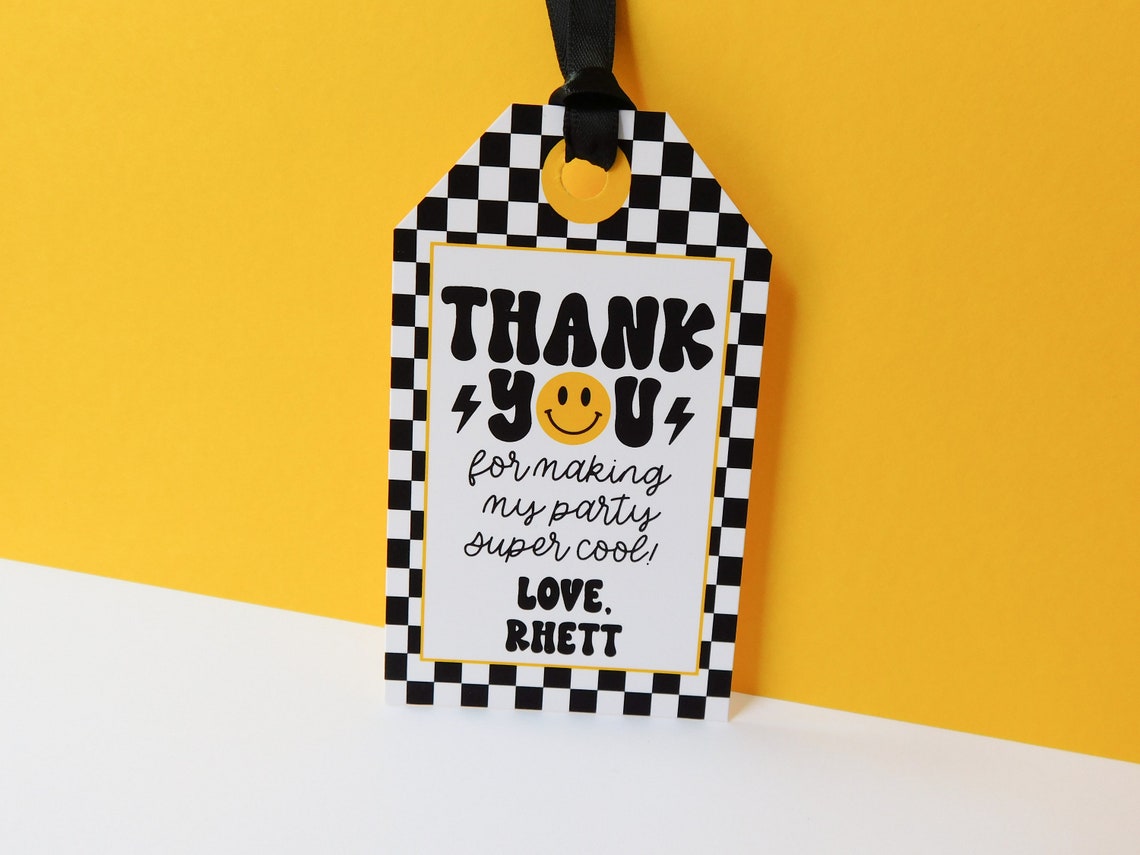 PRINTED Happy Face Favor Tags - Personalized Birthday Party Decorations ...