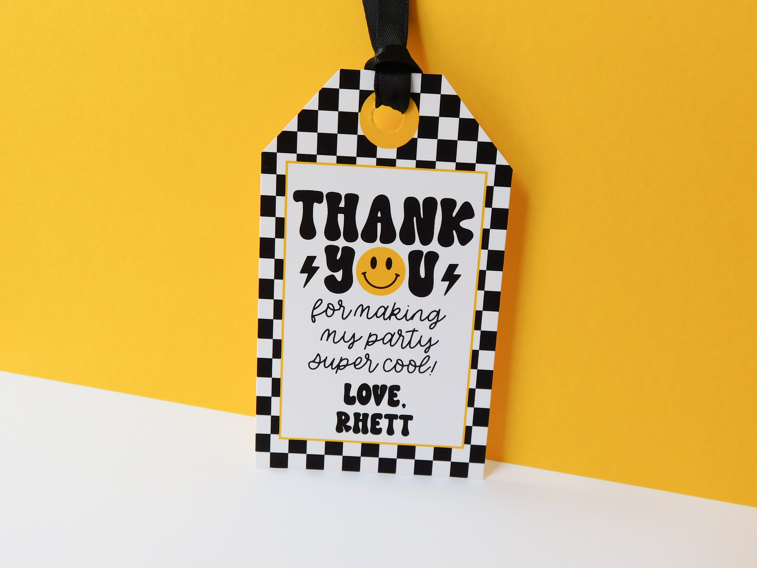 PRINTED Happy Face Favor Tags - Personalized Birthday Party Decorations ...