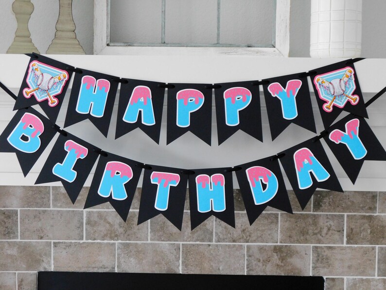 Baseball Drip Birthday Banner: Ice Cream Drip Party Decorations - Etsy