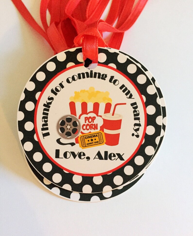 Movie Night Favor Tags Movie Night Thank You Tags Movie - Etsy