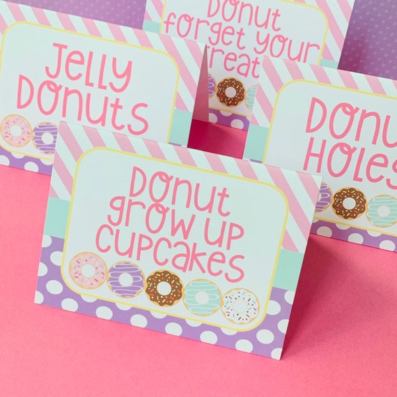 Donut Food Labels, Party Decorations, Set of 8 by Sweetheart Party Shop ...