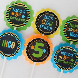 Glow Party Cupcake Toppers, Neon Cupcakes, Glow Party Decor - Etsy