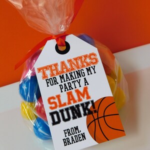 Basketball Favor Tags, Basketball Thank You Tags, Basketball Birthday ...