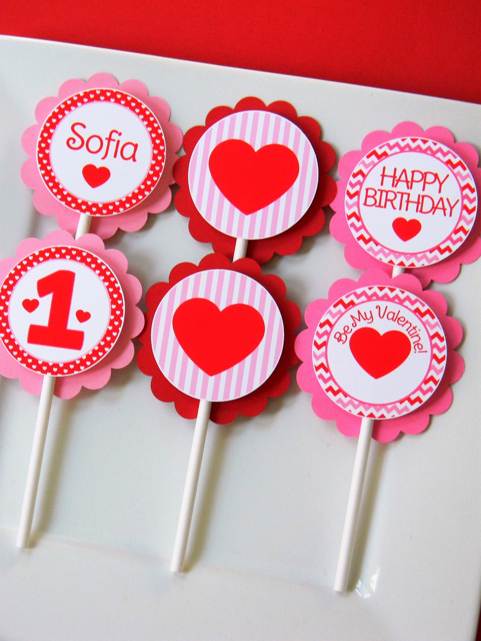Valentine Cupcakes, Heart Cupcake Picks, Valentines Toppers - Etsy