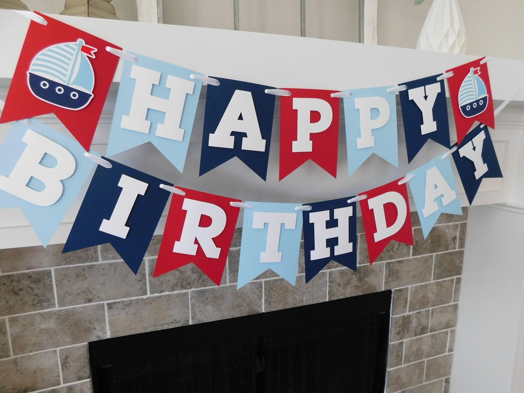 Nautical Banner, Sailboat Birthday, Nautical Party Decor - Etsy