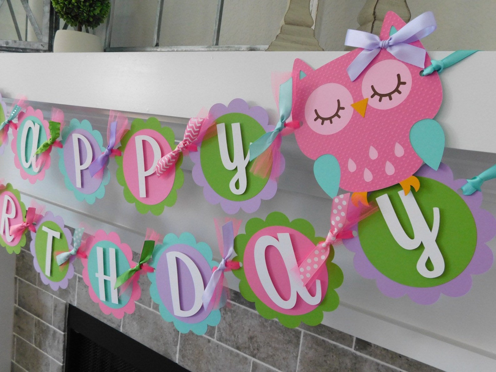 Owl Banner Happy Birthday Banner Owl Party Decorations | Etsy