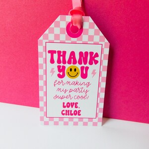 Happy Face Favor Tags, Happy Face Thank You Tags, Preppy Birthday Party ...
