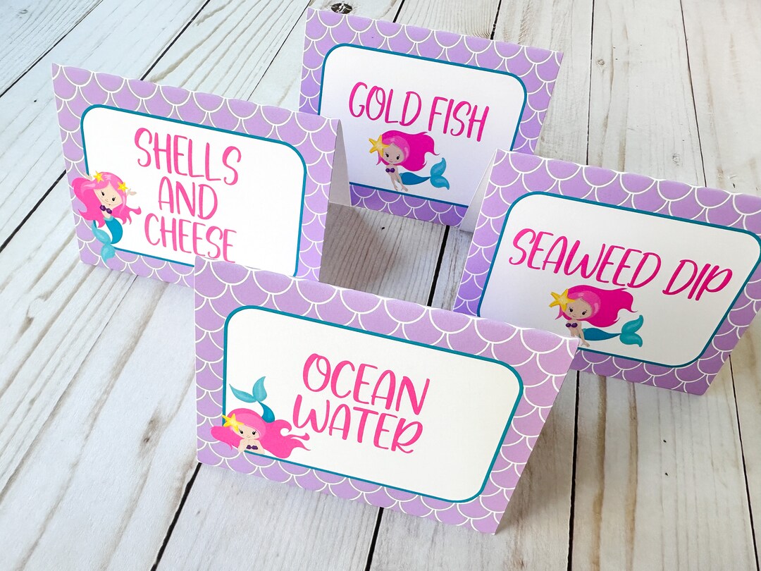 Mermaid Food Labels, Mermaid Food Tents, Mermaid Party Decor - Etsy