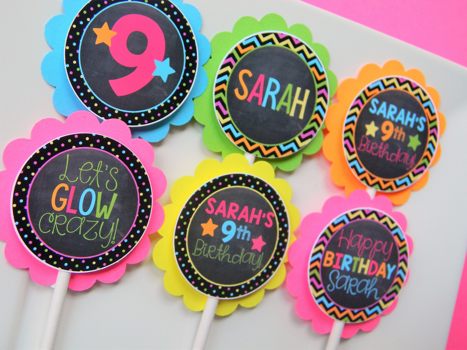 Glow Party Cupcake Toppers, Neon Cupcakes, Glow Party Decor - Etsy