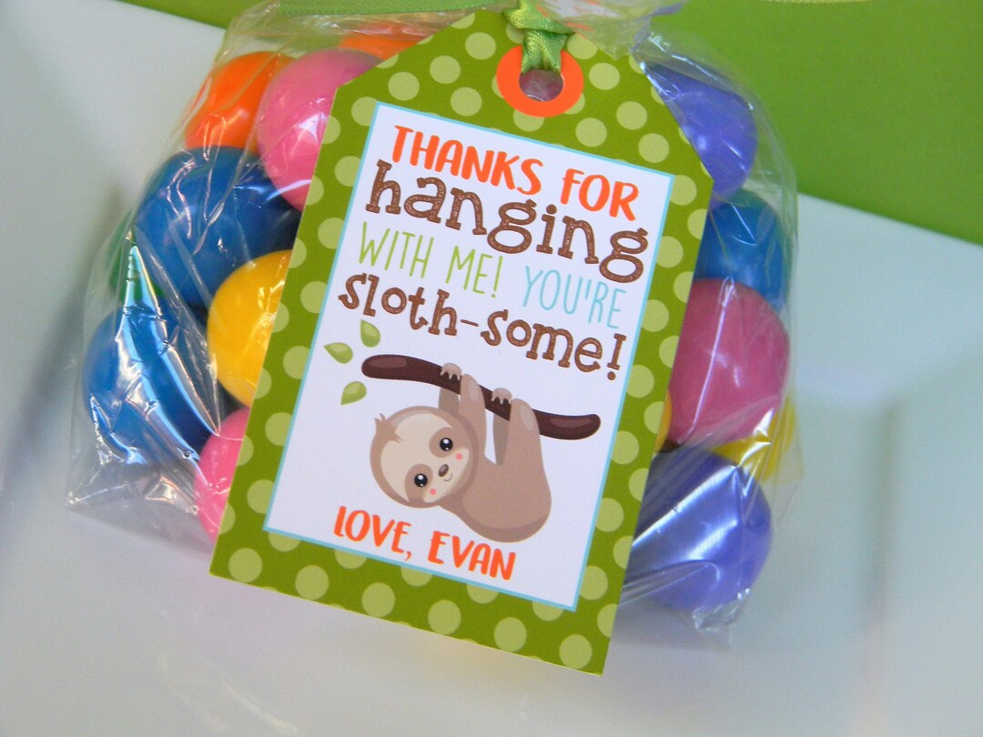PRINTED Sloth Favor Tags, Personalized Sloth Thank You Tags, Sloth ...