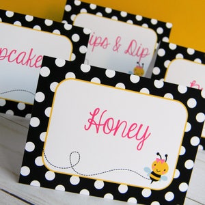 Bee Food Labels, Bumble Bee Food Tents, Bee Party Decor - Etsy
