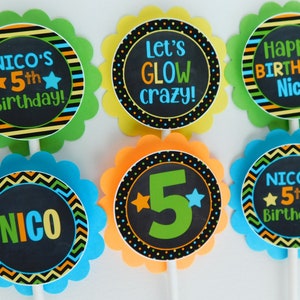 Glow Party Cupcake Toppers, Neon Cupcakes, Glow Party Decor - Etsy