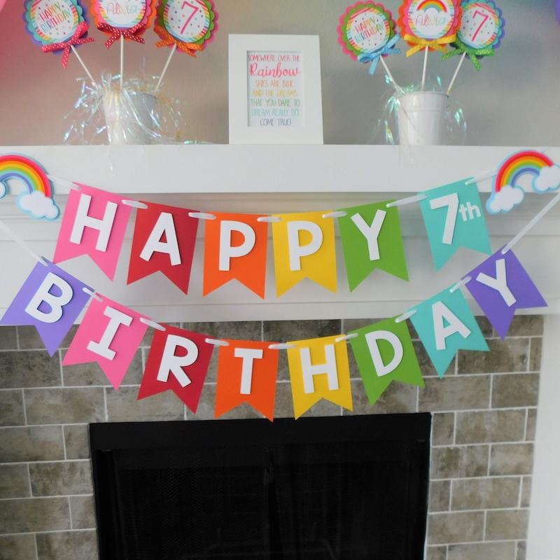 Rainbow Birthday Banner - Etsy