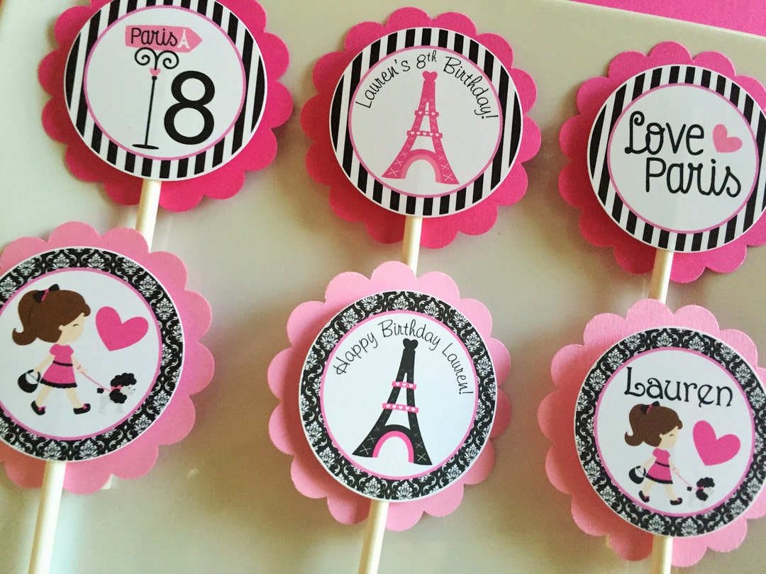 Personalized Paris Cupcake Toppers: Birthday Party Decor - Etsy
