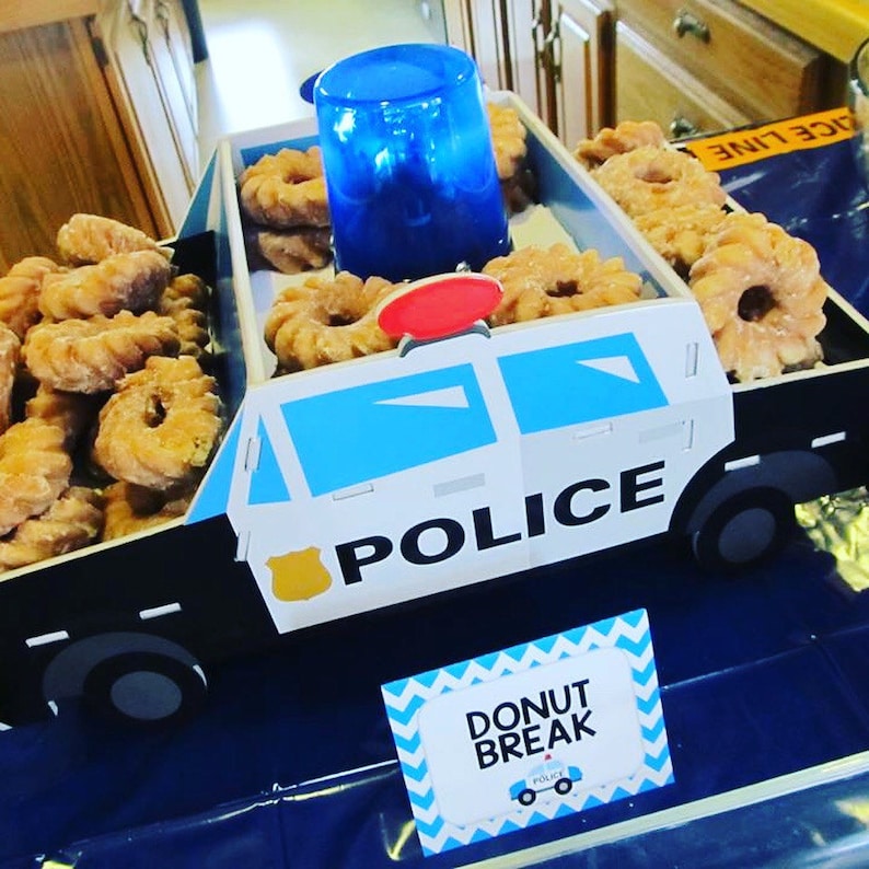 Police Party Food Tents - Customizable Labels - Policeman Table Decor ...