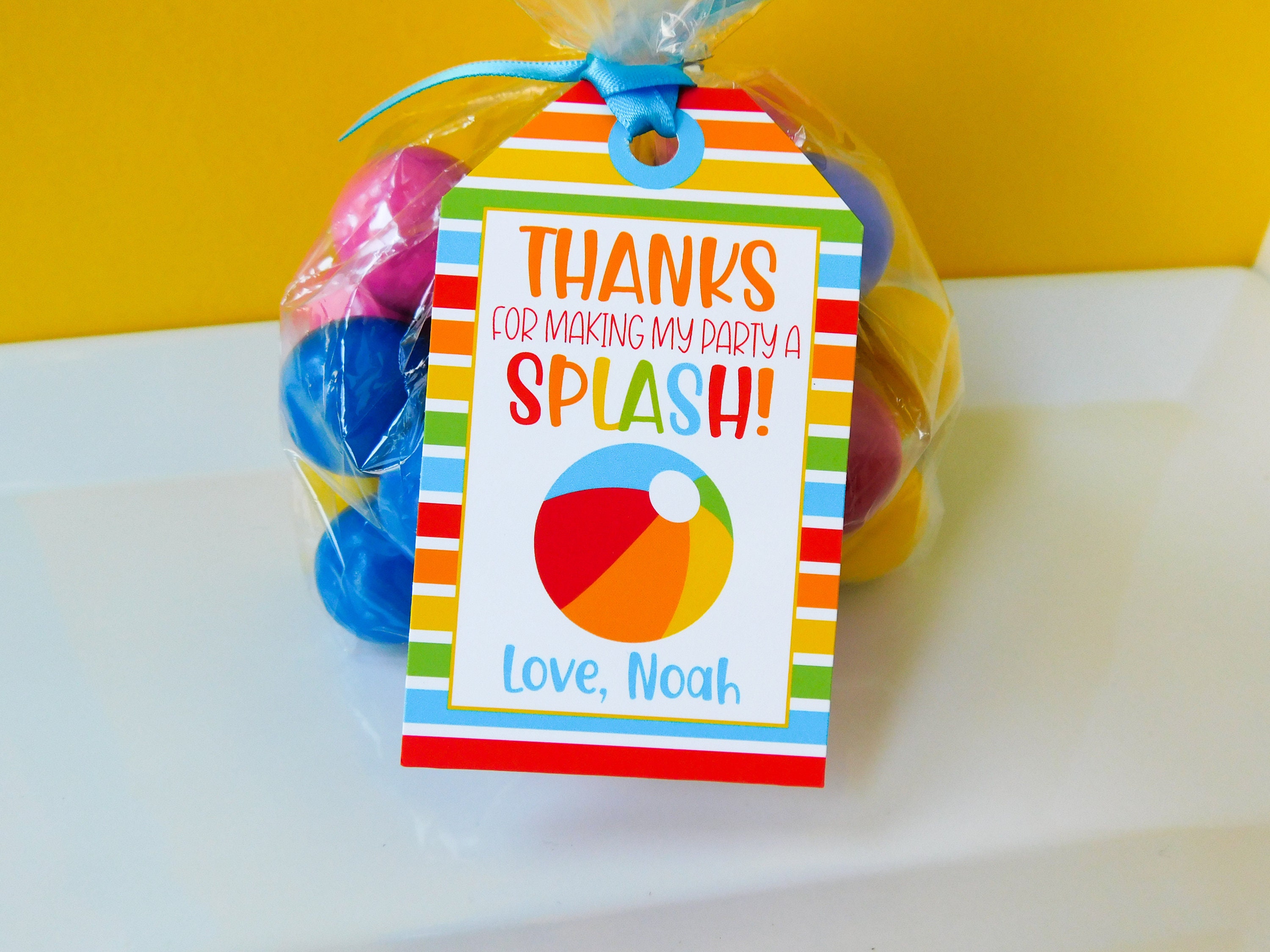 PRINTED Beach Ball Favor Tags - Personalized Birthday Party Decorations ...