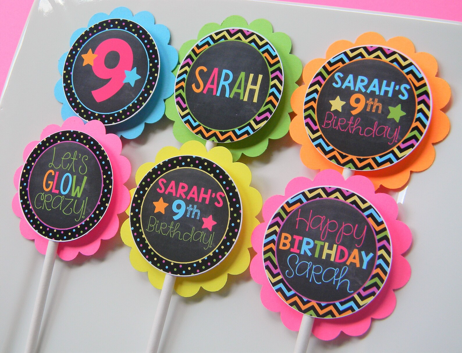 Glow Party Cupcake Toppers, Neon Cupcakes, Glow Party Decor - Etsy