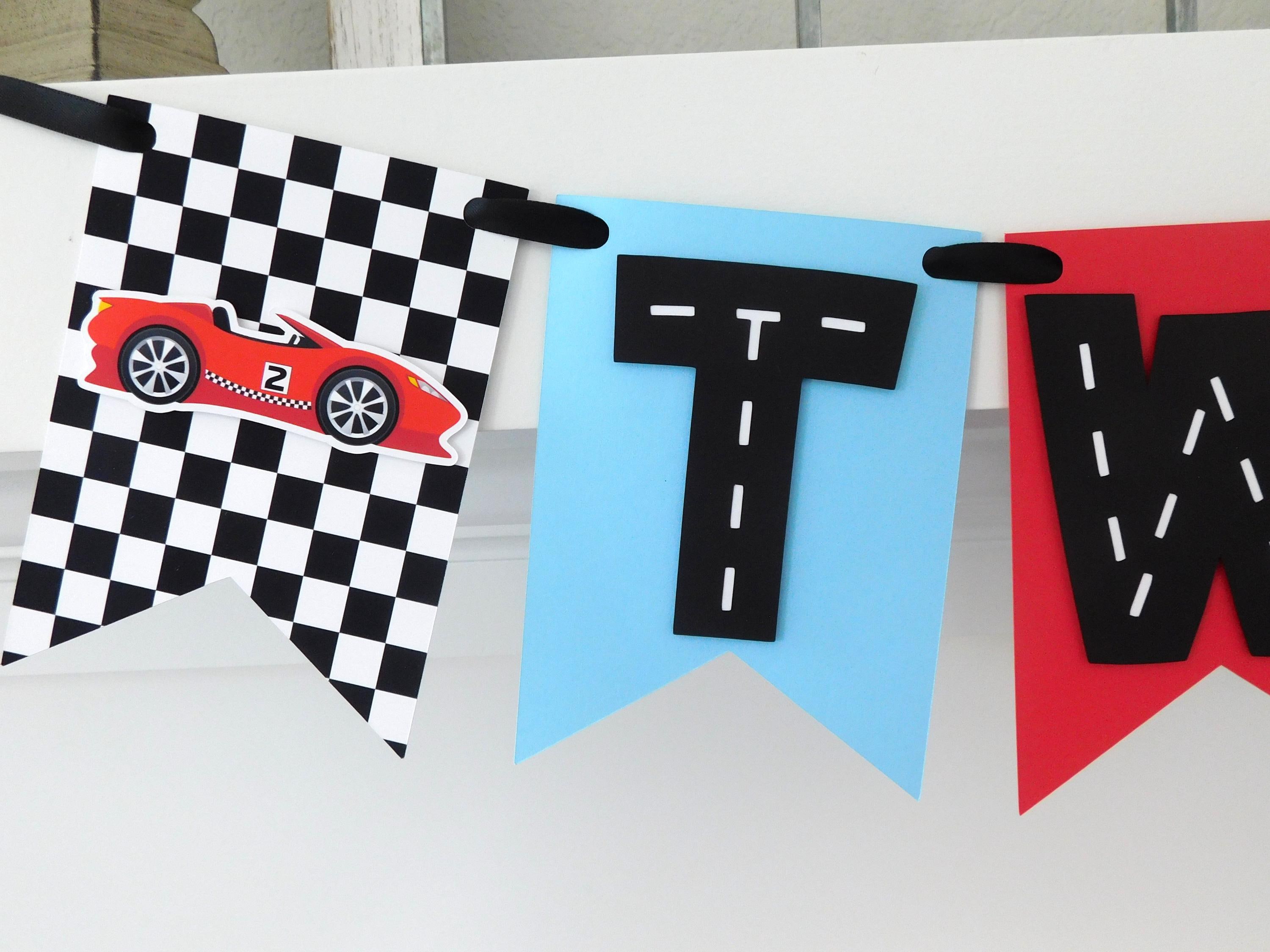 Racecar Highchair Banner: Race Car Party Garland, Racing Banner - Etsy