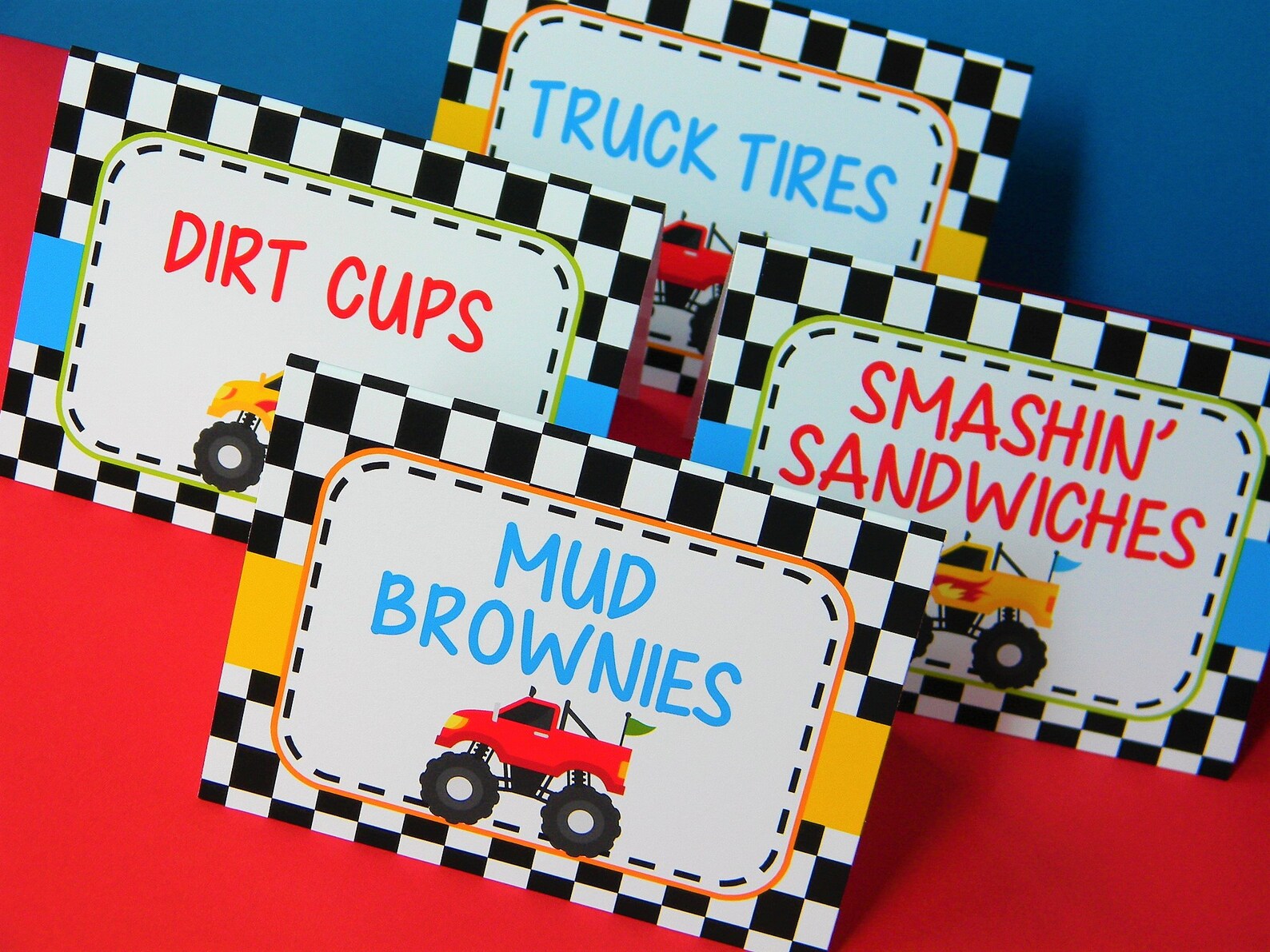 Monster Truck Food Labels Party Decorations Set of 8 - Etsy