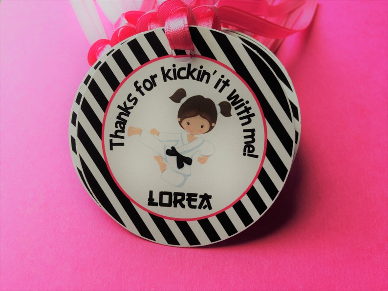 Karate Favor Tags Karate Thank You Tags Girl Karate Birthday Etsy