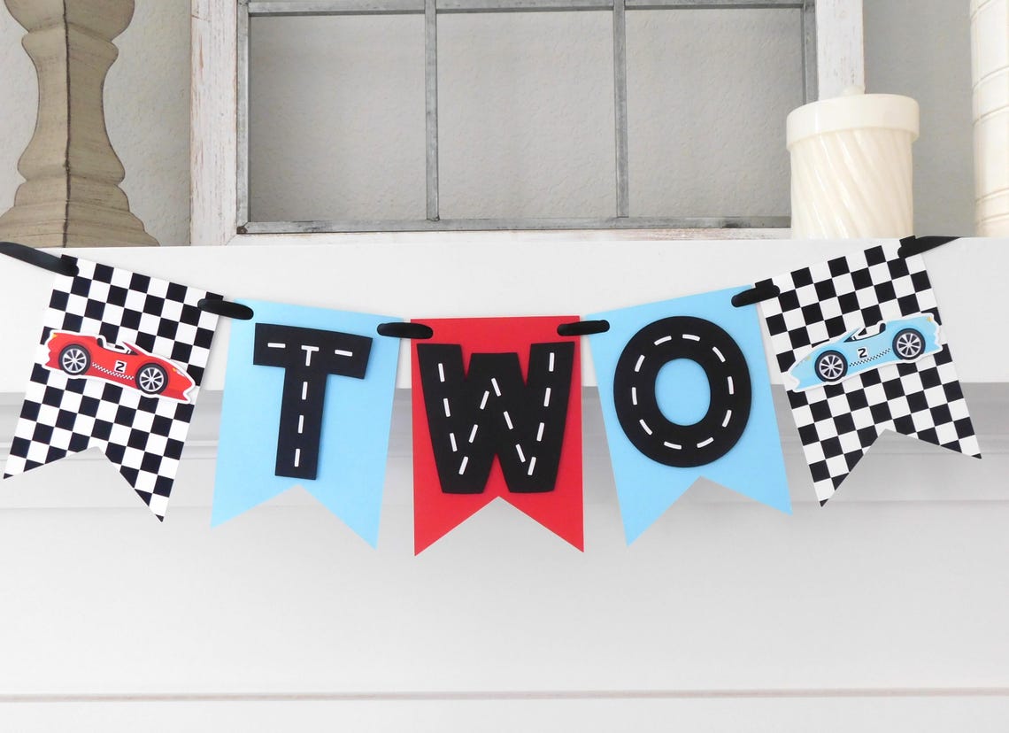 Racecar Highchair Banner: Race Car Party Garland, Racing Banner - Etsy