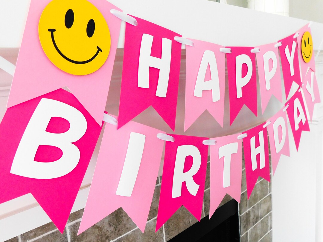 Happy Face Birthday Banner: Preppy Party Decorations - Etsy