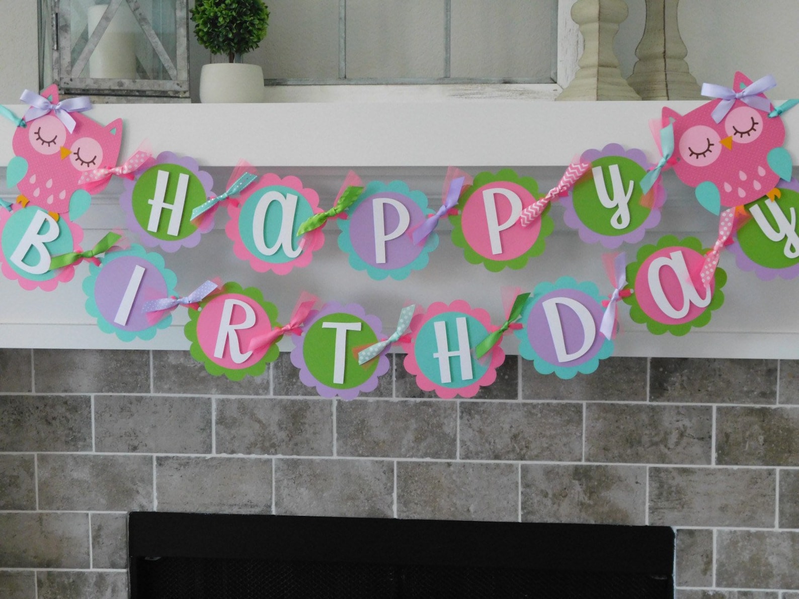 Owl Banner Happy Birthday Banner Owl Party Decorations | Etsy