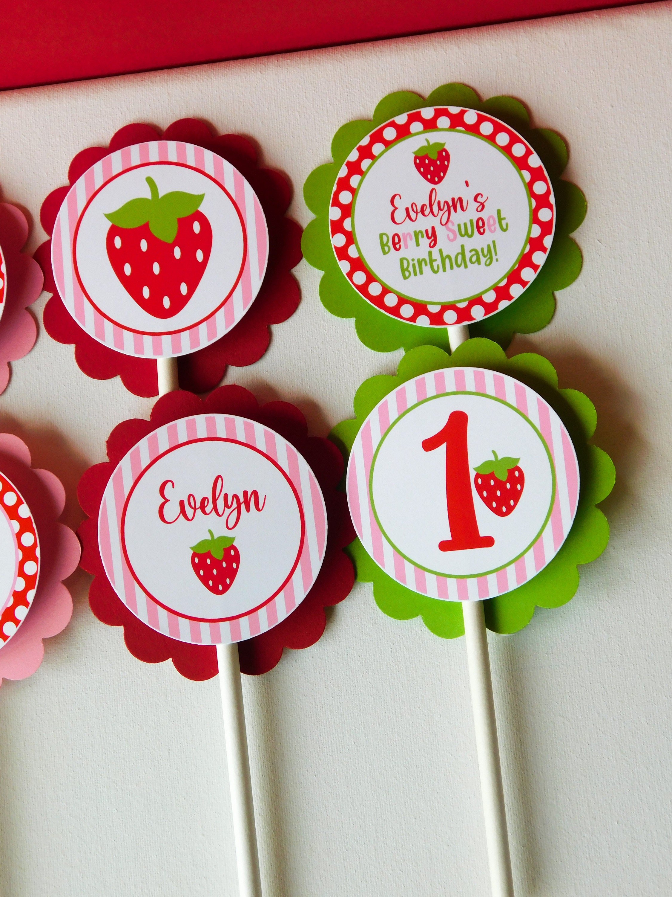 Strawberry Party Cupcake Toppers, Strawberry Cupcakes, Berry First ...
