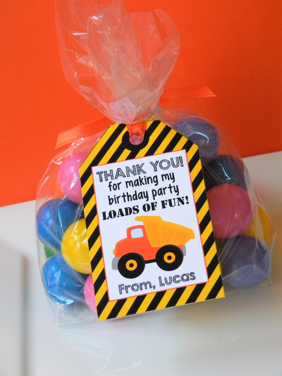 PRINTED Construction Favor Tags, Personalized Dump Truck Thank You Tags ...