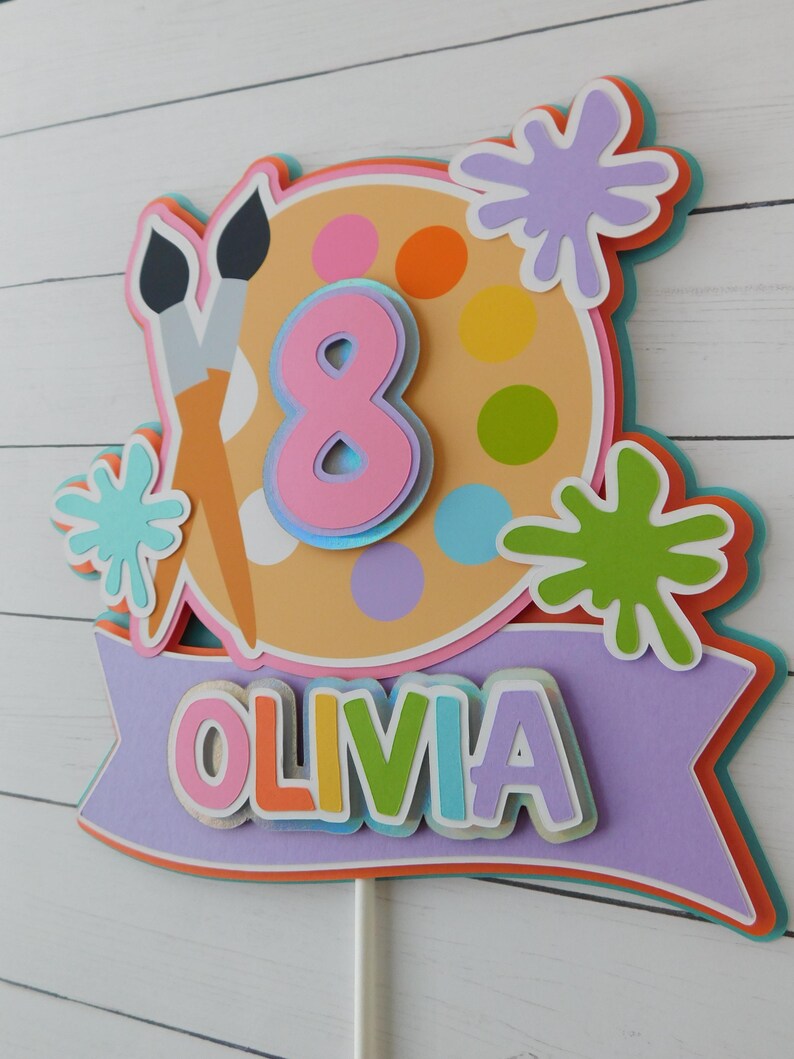 Personalized Art Party Cake Topper - Pastel Painting Birthday Decor - Etsy