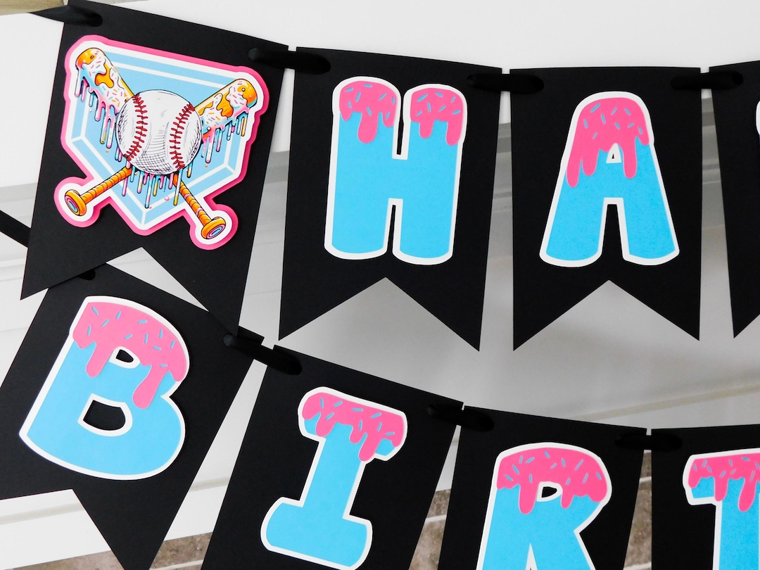 Baseball Drip Birthday Banner: Ice Cream Drip Party Decorations - Etsy