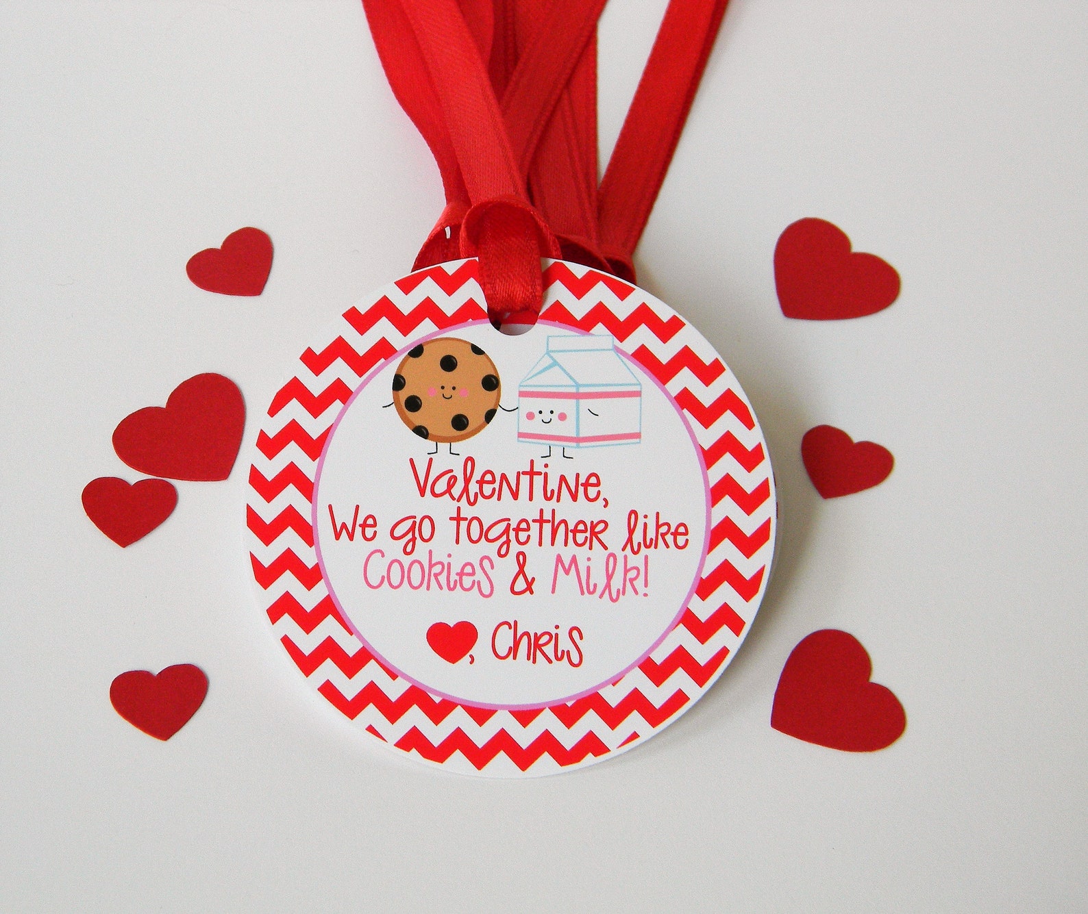 Valentine's Day Treat Tags Cookies and Milk | Etsy