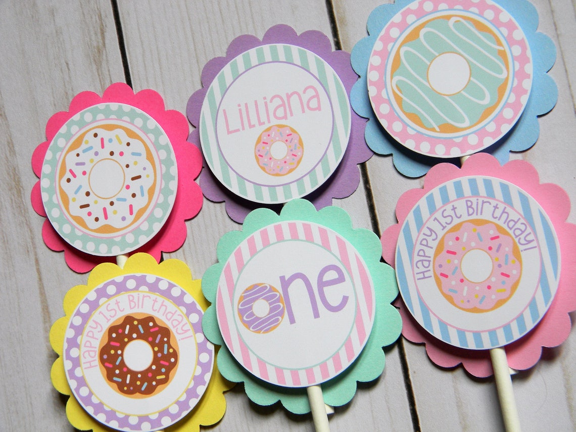 Donut Cupcake Toppers Donut Cupcakes Donut Grow up Party - Etsy