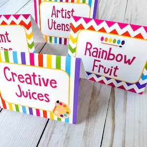 Art Party Food Tents - Customizable Labels - Painting Table Decor - Etsy