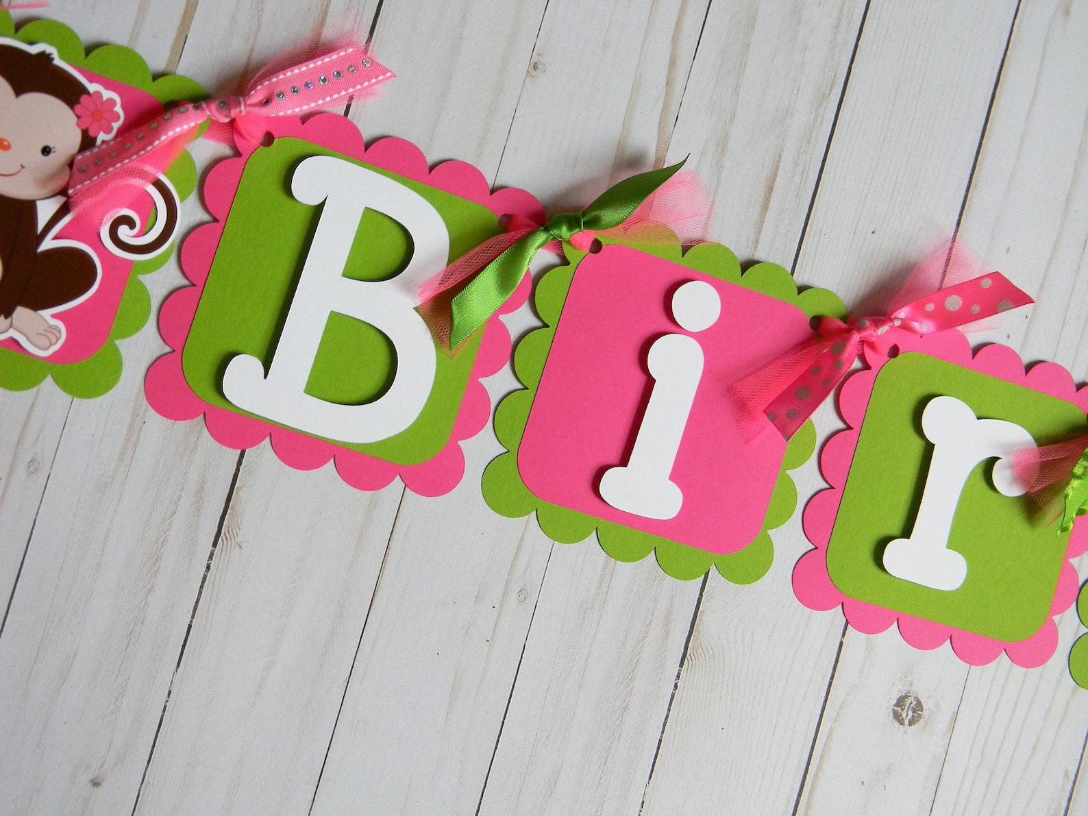 Monkey Banner Happy Birthday Banner Monkey Party Decorations | Etsy