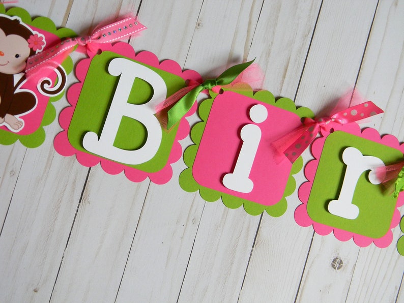 Monkey Banner Happy Birthday Banner Monkey Party Decorations | Etsy
