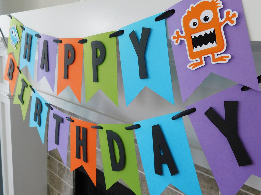 Monster Party Banner: Custom Birthday Decorations, Assembled - Etsy