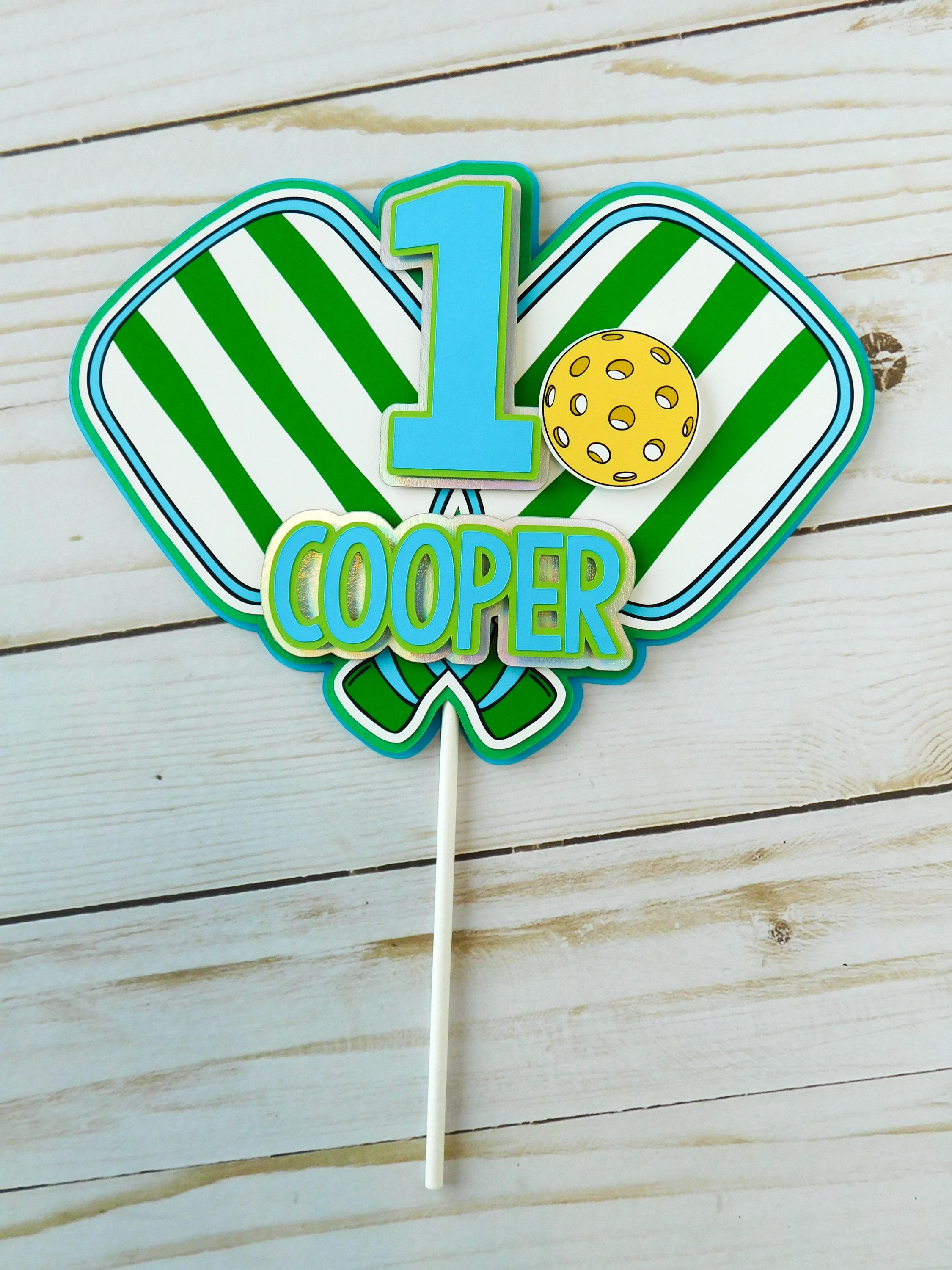 Personalized Pickleball Birthday Cake Topper - Blue & Green - Custom ...
