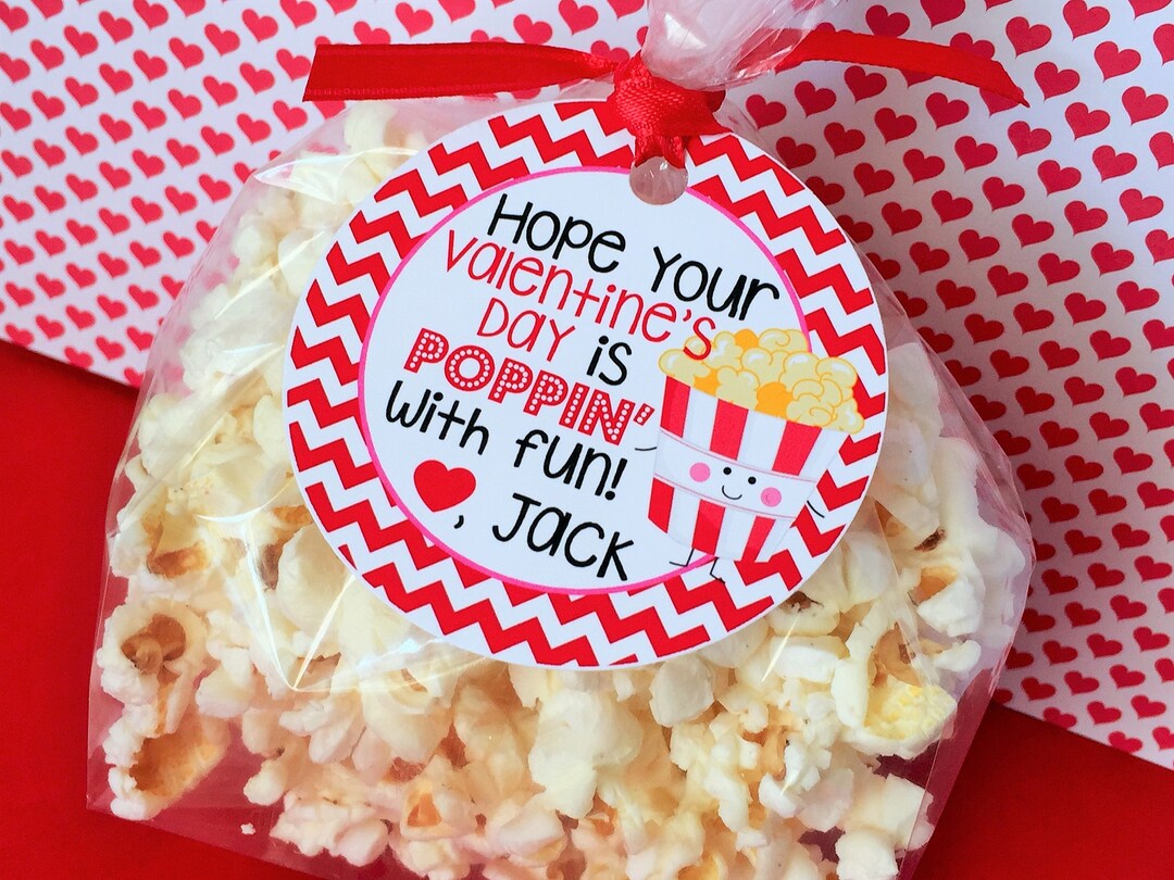 Popcorn Valentines Day Treat Tags, Classroom Valentines, Valentines for ...