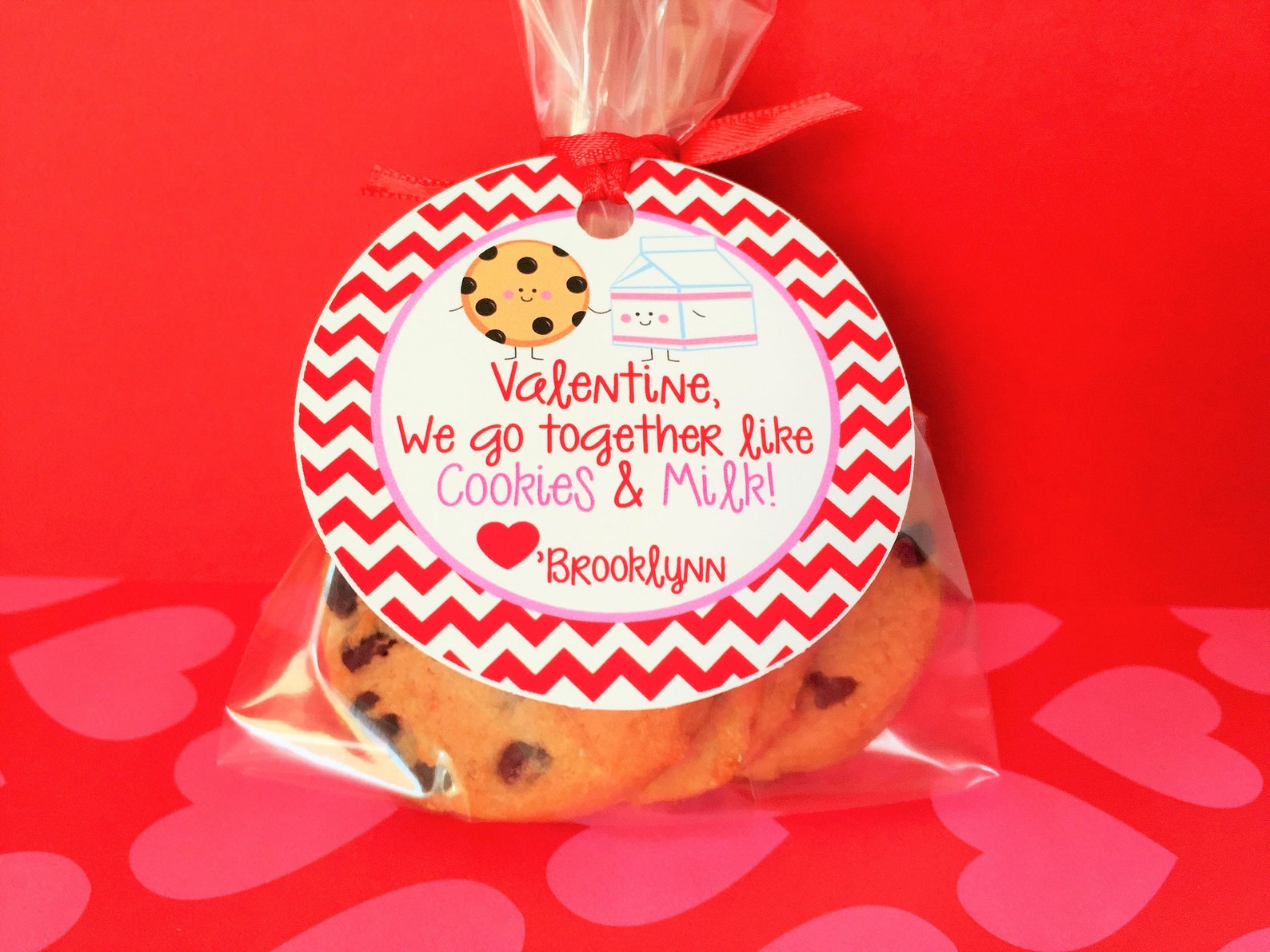 Valentine's Day Treat Tags Cookies and Milk | Etsy