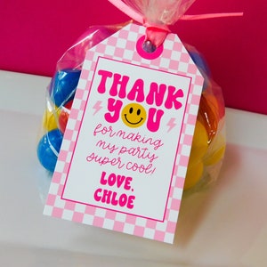Happy Face Favor Tags, Happy Face Thank You Tags, Preppy Birthday Party ...