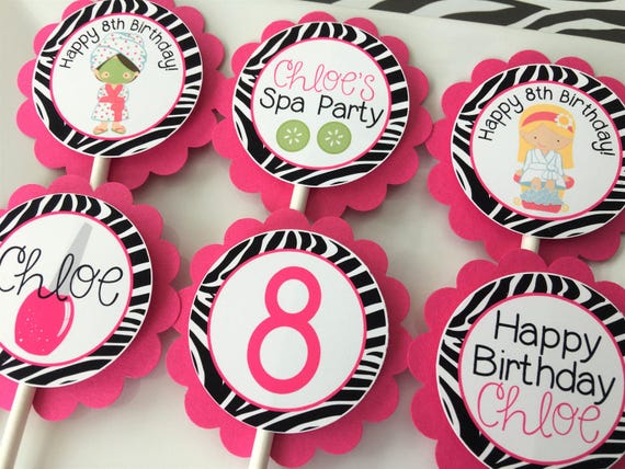 Spa Cupcake Toppers, Spa Cupcakes, Spa Party Decor by Sweetheart Party ...