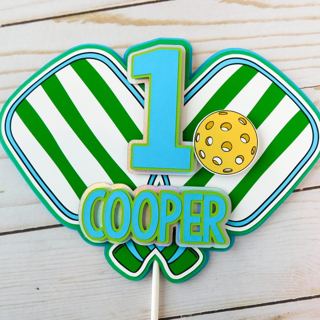 Personalized Pickleball Birthday Cake Topper - Blue & Green - Custom ...