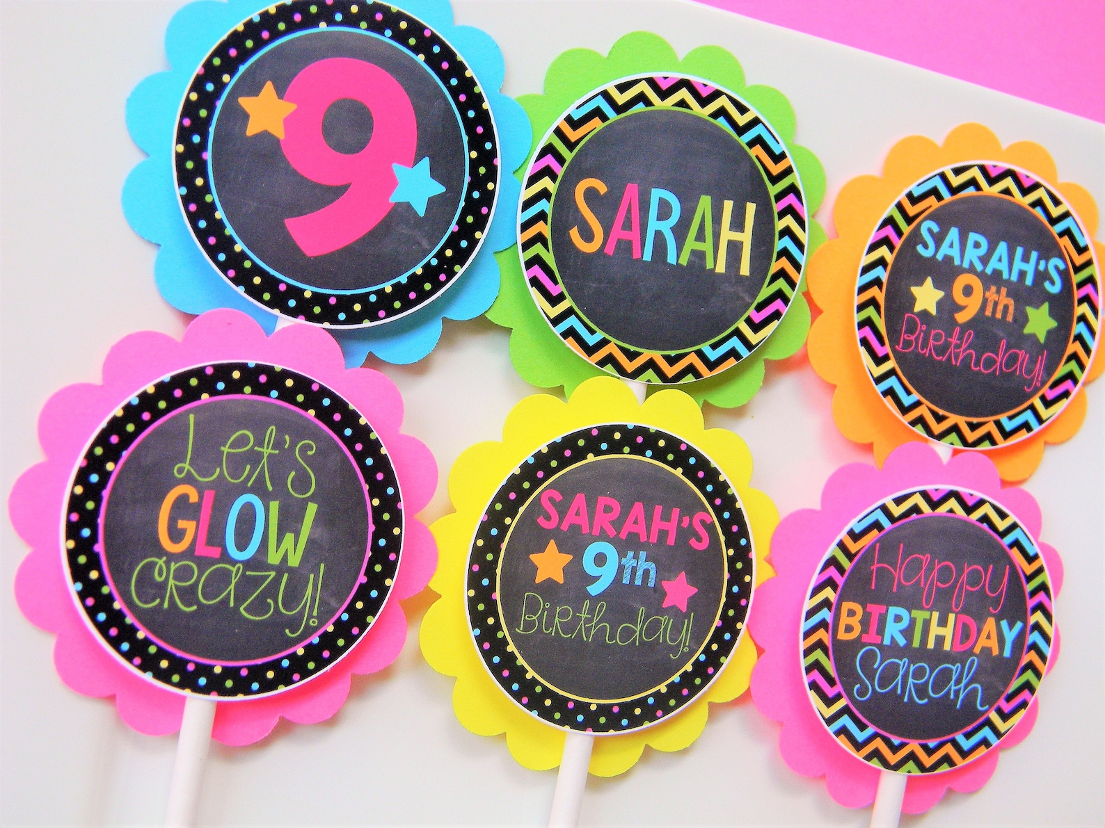 Glow Party Cupcake Toppers, Neon Cupcakes, Glow Party Decor - Etsy