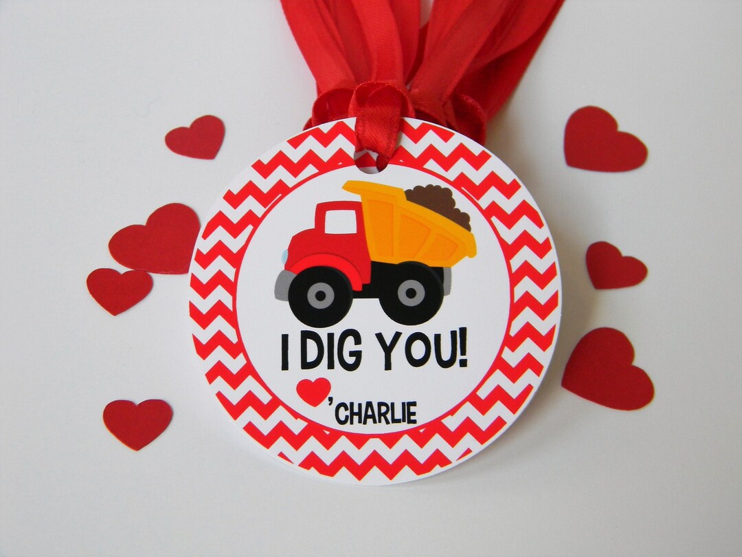 Valentine's Day Treat Tags Dump Truck Valentine's - Etsy