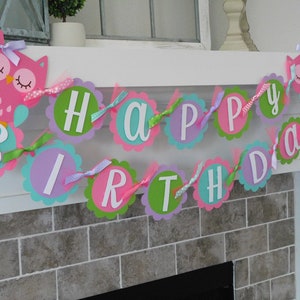 Owl Banner, Happy Birthday Banner, Owl Party Decorations - Etsy